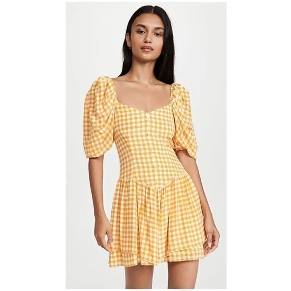 Caroline Constas | Dresses | Nwt Caroline Constas Quinn Gingham Yellow ...